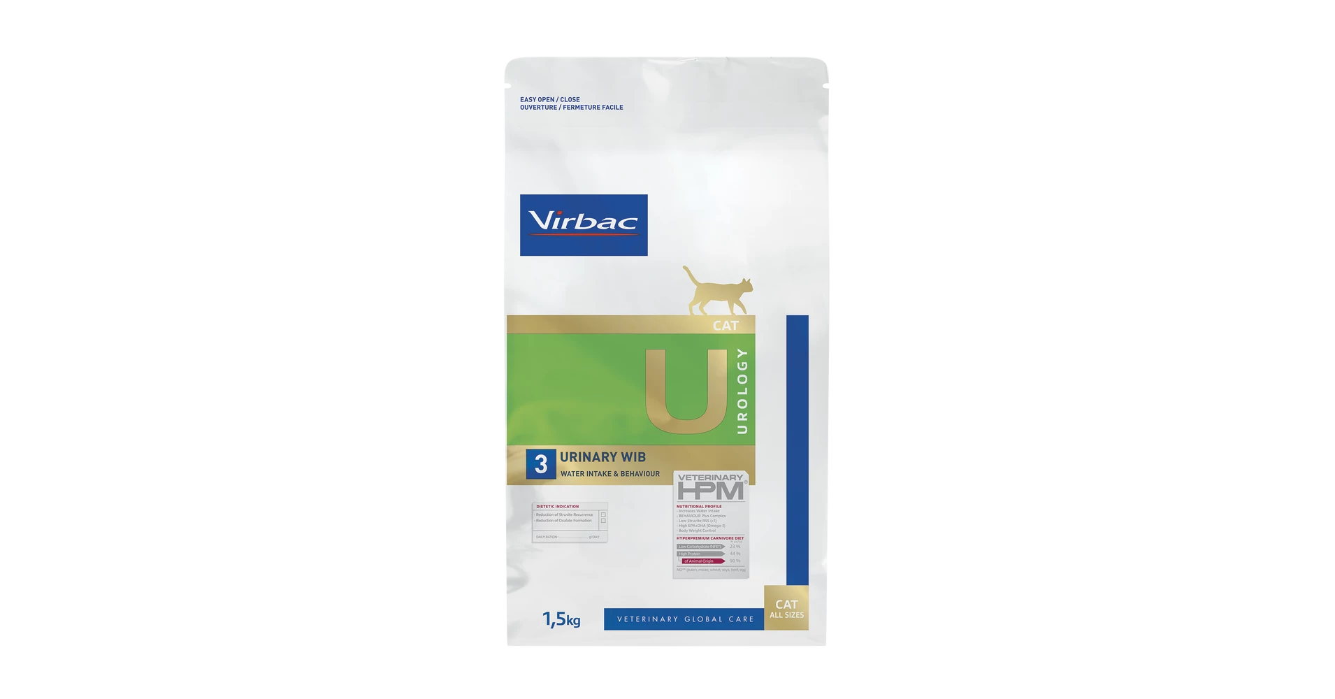 Virbac HPM Diet Cat Urology 3 Urinary WIB 1,5 kg